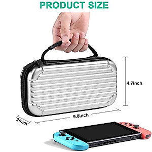 CALLCASE Carrying Case for Nintendo Switch OLED / Switch - Shockproof Protective Hard Shell Storage Bag for NS Console and Accessories, Portable Travel Pouch Bag with 10 Game Card Slots - Silver