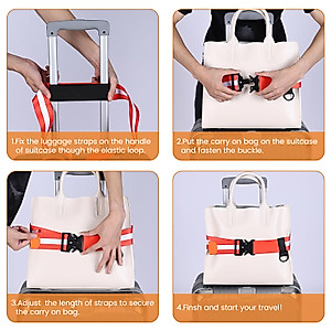 Travel Belt for Luggage Over Handle, Safecube Luggage Strap for Carry On Bag, Elastic Luggage Belt Strap for Suitcases Add a Bag, Adjustable Luggage Bungee Straps, Securing Luggage for Travel