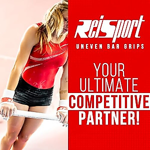 Reisport Women's Uneven Bar Hook/Loop Gymnastics Grips - Durable Leather Hand Grips for Gymnastics Bars Women & Girls - Gymnastics Equipment & Accessories Advanced Gymnasts, Made In USA - Medium