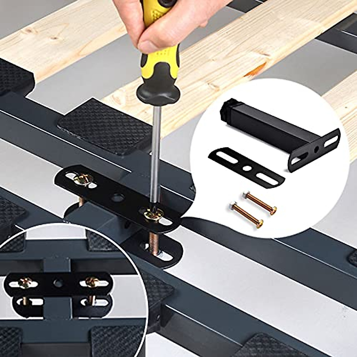 Bed Adjustable Legs, 9.8inch Metal Furniture Support Legs Foot Retractable Heavy Duty Bed Center Frame Height Slat Support Leg for Cabinet Sofa Platform Bed Frame Replacement Parts 1 Pcs (Black )