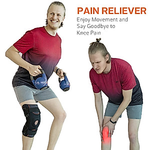 Omples Hinged Knee Brace for Knee Pain, Meniscus Tear Knee Support with Side Stabilizers for Men and Women Patella Knee Brace for Arthritis Pain Running Working Out Black (XX-Large)