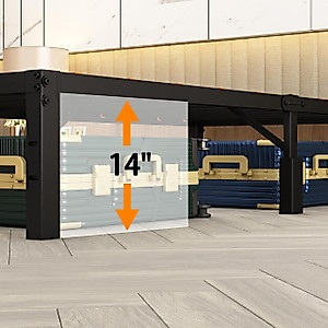 14 Inch Metal Twin Bed Frame Mattress Foundation,Tall Platform Bedframes with Storage,No Box Spring Needed, Durable Twin Size Suitable for Bedroom-Black