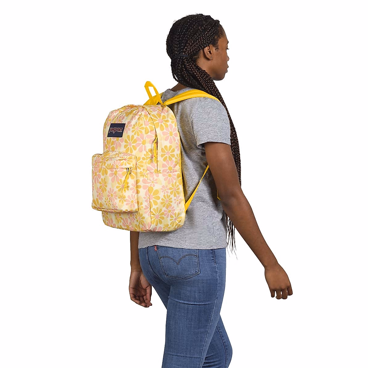 JanSport SuperBreak Plus Backpack with Padded 15-inch Laptop Sleeve and Integrated Bottle Pocket - Spacious and Durable Daypack for Work and Travel - Skip Daisy Yellow