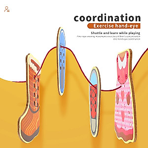 ilovepo Lacing Cards for Kids Toddlers,Clothes Dresses Shoes Lace & Trace Activity Set,Montessori Toys Sewing Educational Play Toy for Boys & Girls