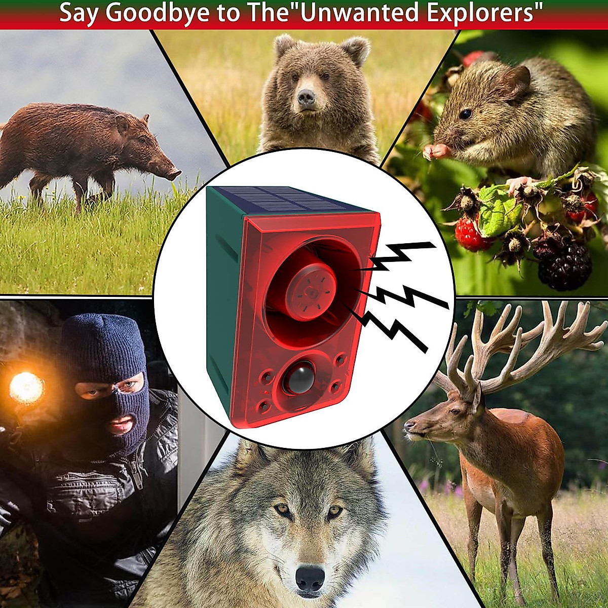 Solar Motion Sensor Alarm Outdoor - 130db Sound Security Siren Light with Remote Controller for Home, Villa,Farm,Barn,Yard,Chicken coop