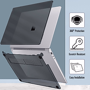 Fintie Case for 15 Inch Microsoft Surface Laptop 5 4 3 with Metal Keyboard (Model: 1872/1873/1953/1979) - Protective Slim Snap On Hard Shell Cover, Crystal Black