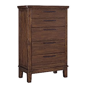 Signature Design by Ashley Ralene Mid-Century Modern 5 Drawer Chest of Drawers, Medium Brown