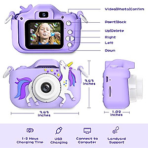 OUTUVAS Kids HD Digital Video Cameras for Toddler, Christmas Birthday Gifts for Boys and Girls Age 3+, 1080P HD Anti-Drop Camera, with 32GB SD Card. (Purple)