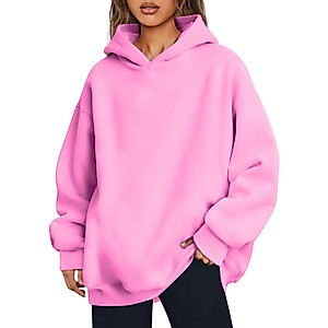 Trendy Queen Womens Hoodies Preppy Clothes Oversized Sweatshirts Teen Girls Casual Pullover Cute Fall Winter Outfits 2024 Pink