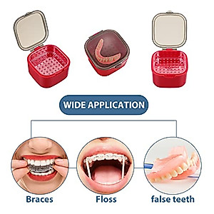Healifty Denture Case Denture Box Holder Storage Container False Teeth Holder Denture Bath Cleaning Soaking Cup with Strainer And Lid for Travel and Home