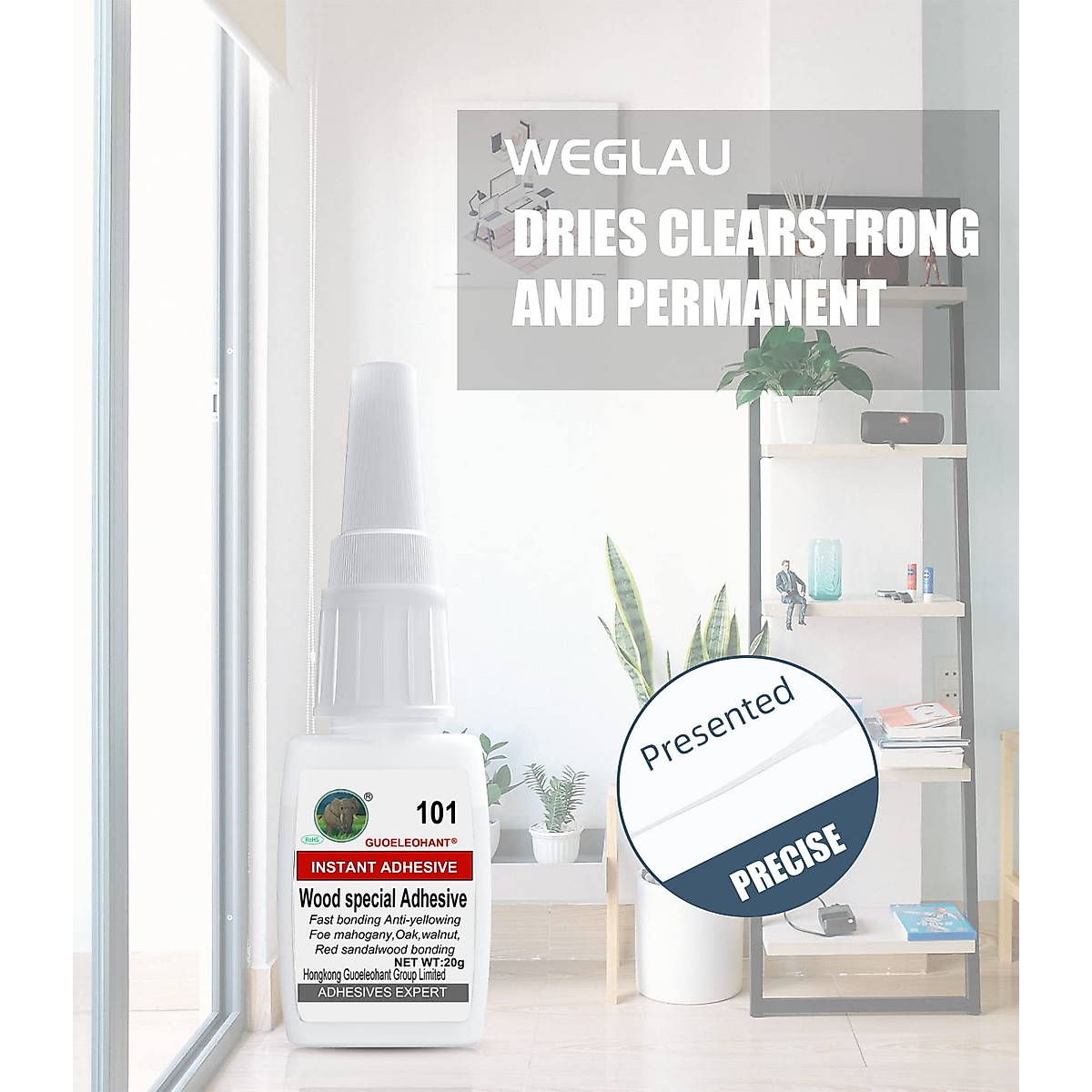 Weglau Wood Glue, Wood Adhesive,Instantly Strong Adhesive,Suitable for Wood, Oak, Wooden Craft, Wooden Product, Wood Edge,Paper, etc. - 20g