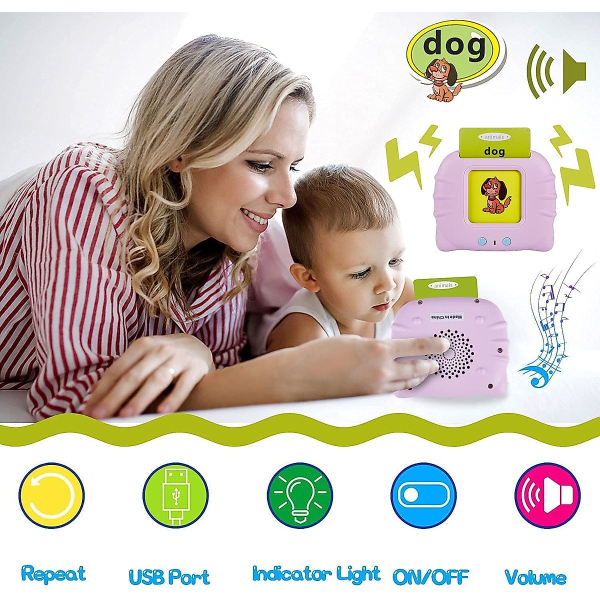 MOLGSDTH Flash Cards Learning Toys for 2 3 4 5 6 Year Old Kids, Boys and Girls Autism Sensory Toys, 112 Pcs 224 Sight Words with Audible Sound Birthday Gifts for Kids Pink