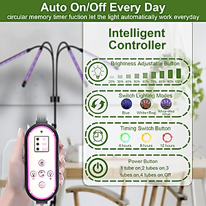 Grow Lights for Indoor Plants Full Spectrum,80LEDs Plant Light for Indoor Plants with 15"-60" Adjustable Tripod,4 Head