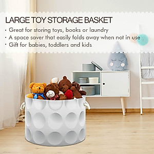 Golf Ball Round Storage Basket Bin, Waterproof Laundry Hamper, Large Collapsible Bucket, Baby Nursery Organizer with Handles for Bathroom Toys Clothes