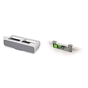 Joseph Joseph CupboardStore Spice Organizer 3M Tape Under-Shelf Pull Out Drawer Storage for Cabinet, One-size, Gray/White & 85177 CupboardStore Plastic Wrap, Foil and Bag Cabinet Organizer - Gray