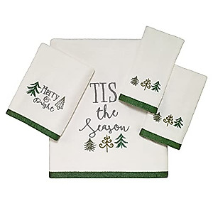 Avanti Linens Christmas Trees Collection Hand Towel, White