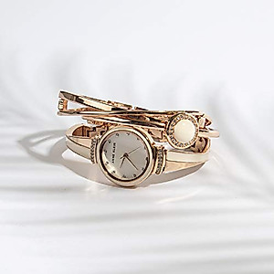 Anne Klein Women's AK/3292LPST Premium Crystal Accented Rose Gold-Tone and Blush Pink Watch and Bangle Set