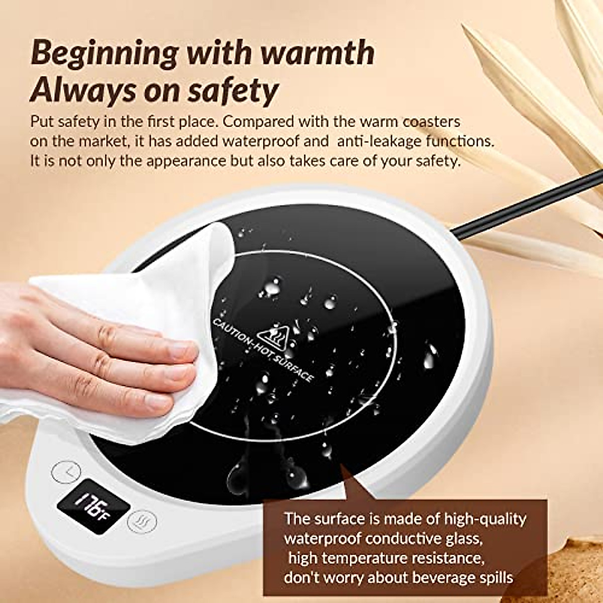 Mug Warmer, Upgrade Coffee Warmer & Cup Warmer for Desk with 3 Temperature Settings, More Hot Coffee Mug Warmer with Timer & 4H Auto Shut Off for Keep Best Flavor for Cocoa, Tea, Water, Milk