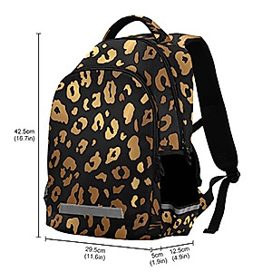 ALAZA Bronze Leopard Print Cheetah Pattern Backpack Purse for Women Men Personalized Laptop Notebook Tablet School Bag Stylish Casual Daypack, 13 14 15.6 inch