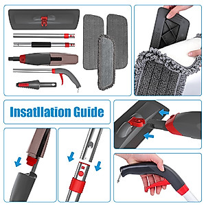 Spray Mop for Floor Cleaning - Microfiber Floor Mop with 3 Washable Pads,550ML Refillable Bottle, Reusable Flat Mop with Sprayer for Hardwood Laminate Wood Ceramic Floor Cleaning,Dry Wet Use