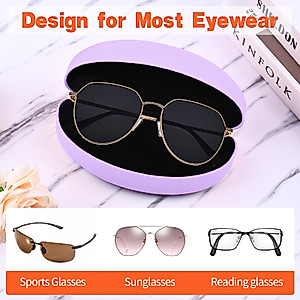 CHZZMS 2 PACK Large Hard Shell Sunglasses Case, Protective Case For Sunglasses and Eyeglasses (cyan+purple)