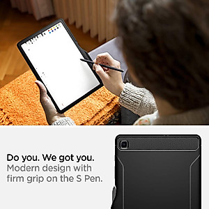 Spigen Rugged Armor Designed for Galaxy Tab S6 Lite Case with S Pen Holder (2022/2020) - Matte Black