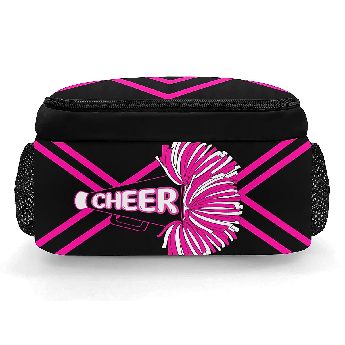 Anneunique Custom Pink Black Cheerleaders Pom Cheer Backpack Custom Name Large Capacity Shoulder Bags for Sports Party