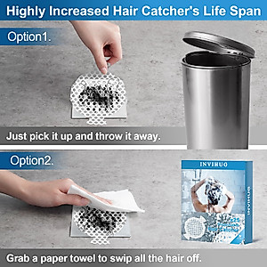 INVIHUG,25 Pack, Disposable Shower Drain Hair Catcher Mesh Stickers,Disposable Hair Drain Catcher. (White)