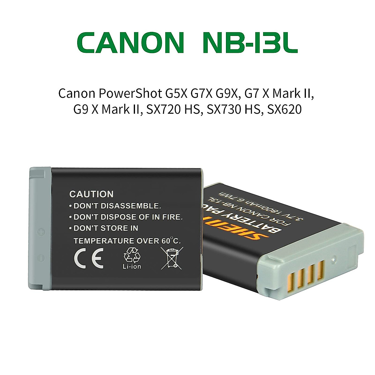 Shentec 2 Pack NB-13L 1800mAh Batteries and LED 3-Slot USB Charger Compatible with Canon NB-13L and Canon PowerShot G5X G7X G9X, G7 X Mark II, G9 X Mark II, SX720 HS, SX730 HS, SX620 HS Camera