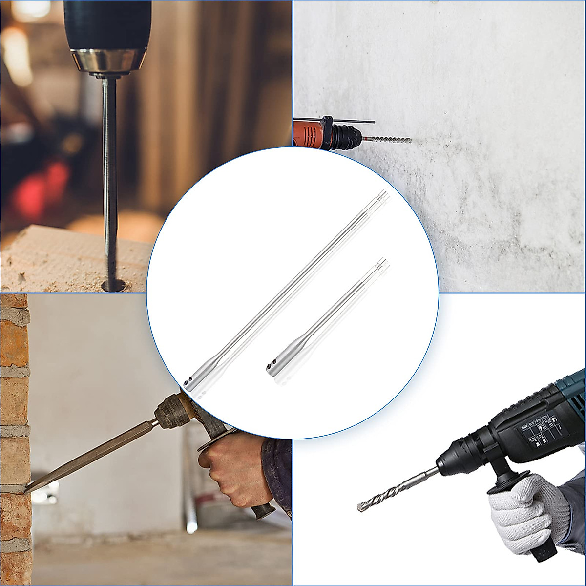 ERGAOBOY 2 Pcs 6" & 12" Dril Bit Extension with Hex Wrench Kit,Fit for 1/4 Wood Spade Drill Bit