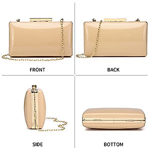 Labair Women Evening Bag Patent Leather Clutch Wedding Clutch Formal Party Purse.(Nude)