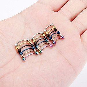 SCERRING 18PCS 20G Stainless Steel Eyebrow Tragus Helix Rook Daith Earrings Lip Ring Barbell With Balls Body Piercing Jewelry 6mm 8mm 10mm Mix Color