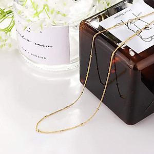 MILACOLATO Danity Gold Choker Necklace 18K Gold Plated Sterling Silver Tiny Delicate Bead Satellite Chain Necklace, Yellow Gold