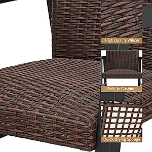 PatioFestival Patio Conversation Set 4Pcs Wicker Outdoor Furniture Sets with Quick-Drying Internal Cushion All Weather Frame