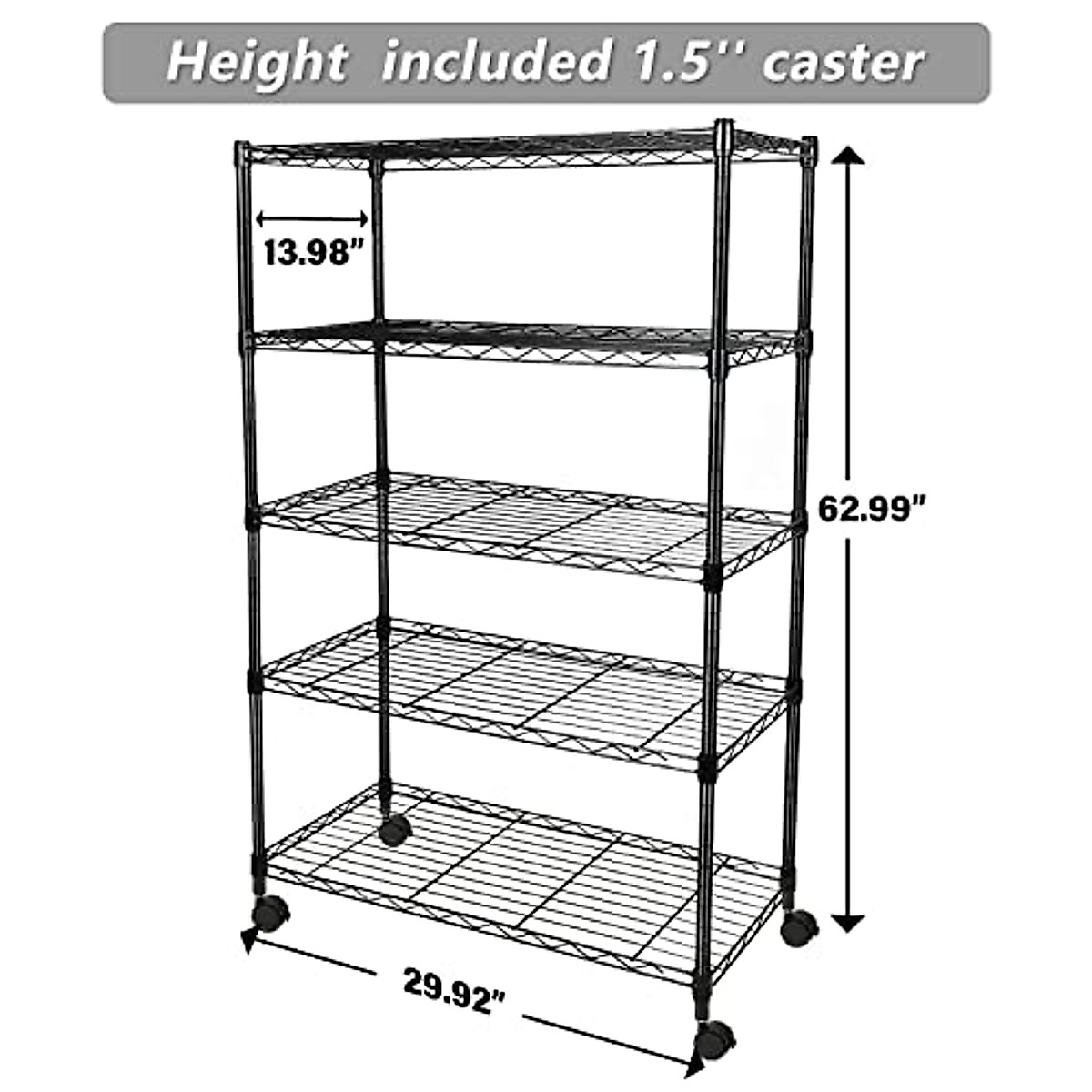 InfiniPower Storag Shelf Unit Heavy Duty Adjustable, 35.43" D x 17.72" W x 65.35" H, 4 Tier