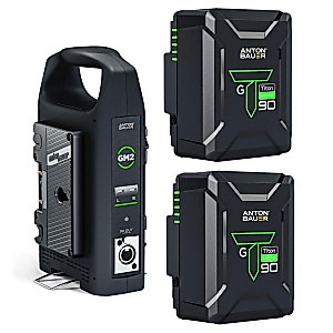 Anton Bauer 2X Titon Micro 90 14.4V 98Wh Gold Mount Batteries, Bundle GM2 Dual Charger