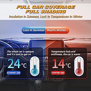 AUQDD 6-Layers PEVA New Material Sedan SUV Full Padded Car Cover Waterproof All Weather Weatherproof UV Sun Protection Snow Dust Storm Resistant Outdoor Exterior Custom Form-Fit Straps 214"-232" Black