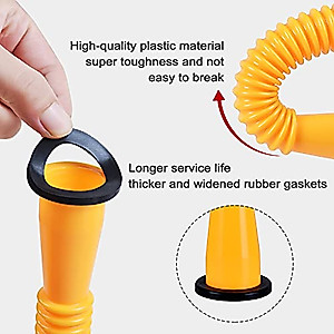 Gas Can Spout Replacement, Gas Can Nozzle,(1 Kit-Yellow) with 2 Screw Collar Caps(1 Coarse Thread &1 Fine Thread-Fits Most of The Cans) with Gas Can Vent Caps, Thick Rubber pad, Spout Cover, Base Caps
