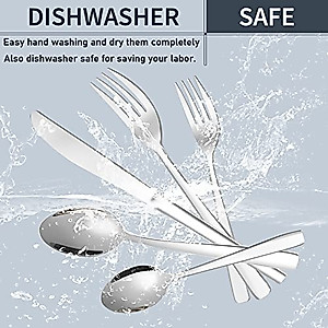 Flatware Set for 8, 40 Piece Silverware Set Premium Stainless Steel Square Cutlery Set Include Fork Spoon Knife Kitchen Tableware Utensil Set, Smooth Thickened Edge Mirror Polished, Briout