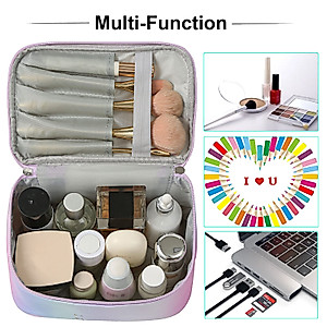 KITENROM Makeup Bag Preppy Cosmetic Bag Small for Women Toiletry Bags Pouch Organizer Rainbow Gradient Pink