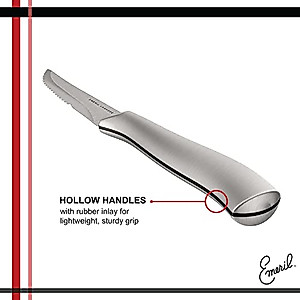 Emeril Lagasse Best Stainless Steel Steak Knife Set - 4.5” (Large Hallow Handles) - Serrated Steak Knife Set Kitchen Dinner Knifes Without Block (8-Piece)