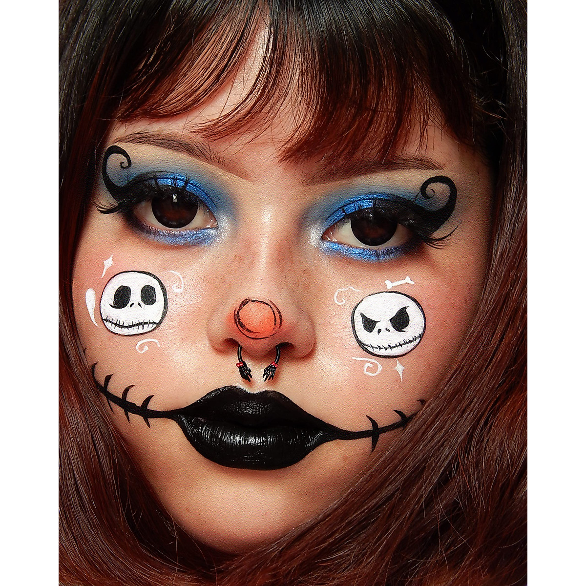 Melighting Skeleton Hand Septum Rings 16G Black Daith Earrings Halloween Septum Jewelry Clear CZ Surgical Steel 316L Helix Earring Cartilage Tragus Piercing for Women Men