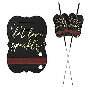 100 PCS Wedding Send Off Sparkler Tags, “Let Love Sparkle” Gold Foil Stamped Metallic Sparkler Sleeves with Match Striker Strips for Anniversary Parties Graduation Birthday Engagement Event