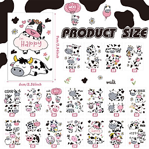 Glenmal 72 Sheet 540 Pcs Cow Temporary Tattoos for Kids, Birthday Party Decorations Party Supplies Favors Cute Cow Tattoo Sticker Style Milk Gift Ideals for Boys Girls Schools Prizes Themed