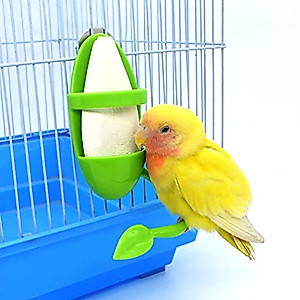 POPETPOP Bird Feeding Cup, Cuttlebone Holder Bird Cage Bowl Stand Food Holder for Budgies Parakeet Cockatiel Conure Lovebird 2Pcs