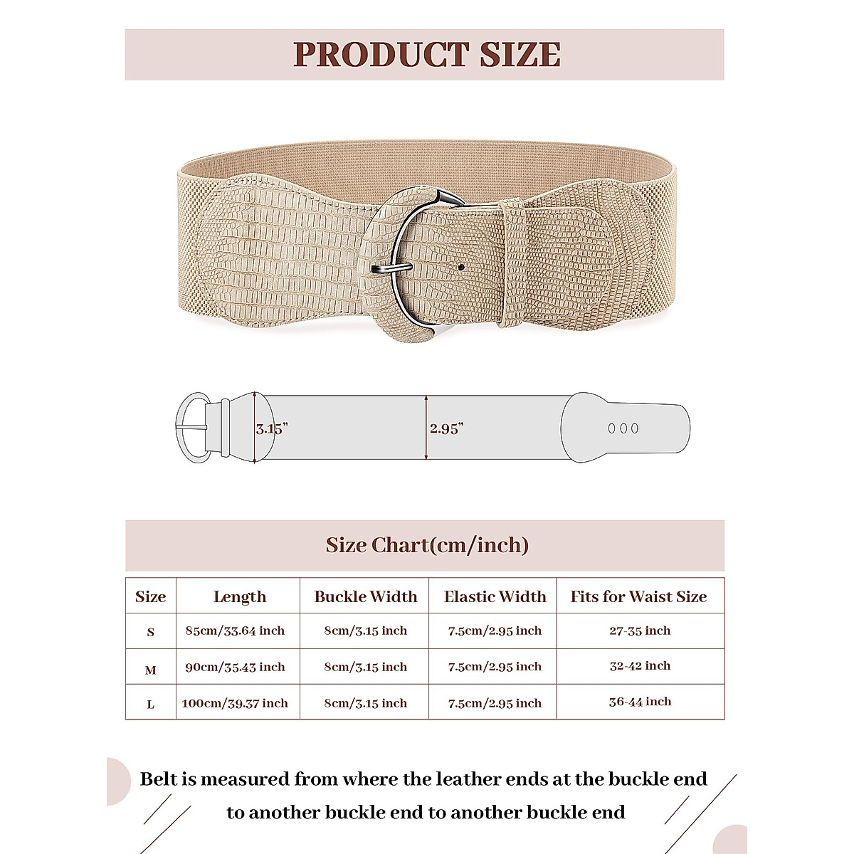 SATINIOR 3 Pieces Women Wide Elastic Belt for Dress Women Stretchy Cinch Leather Belt for Ladies Dress Decoration(L,Black, Brown, Beige)