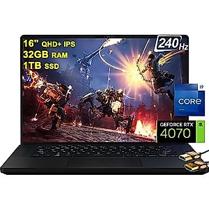 Asus Flagship ROG Zephyrus M16 Gaming Laptop 16" QHD+ 240Hz 3ms 13th Gen Intel 14-core i9-13900H 32GB RAM 1TB SSD GeForce RTX 4070 8GB Graphic Backlit Thunderbolt Win11 Black + HDMI Cable