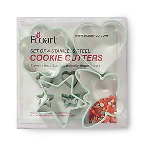 Ecoart Cookie Cutter Set - Star Flower Heart Butterfly Biscuit Cutters - Stainless Steel Sandwich Cutters/Vegetable Cutters Shapes Set with Comfort Grip for Kids & Adults (Set of 4)