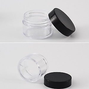 12 Pcs 15ml/0.5oz​ Small Travel Containers, Cosmetic Sample Containers with Lids BPA Free, Black Plastic Sample Container, Refillable Empty Sample Jars, Round Pot Jars for Lotion, Cream