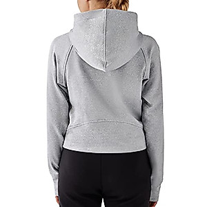 URBEST Women's Hoodies Fleece Lined Collar Pullover Half Zipper Sweatshirts Long Sleeve Crop Sweater Tops with Thumb Hole LIGHT GREY S